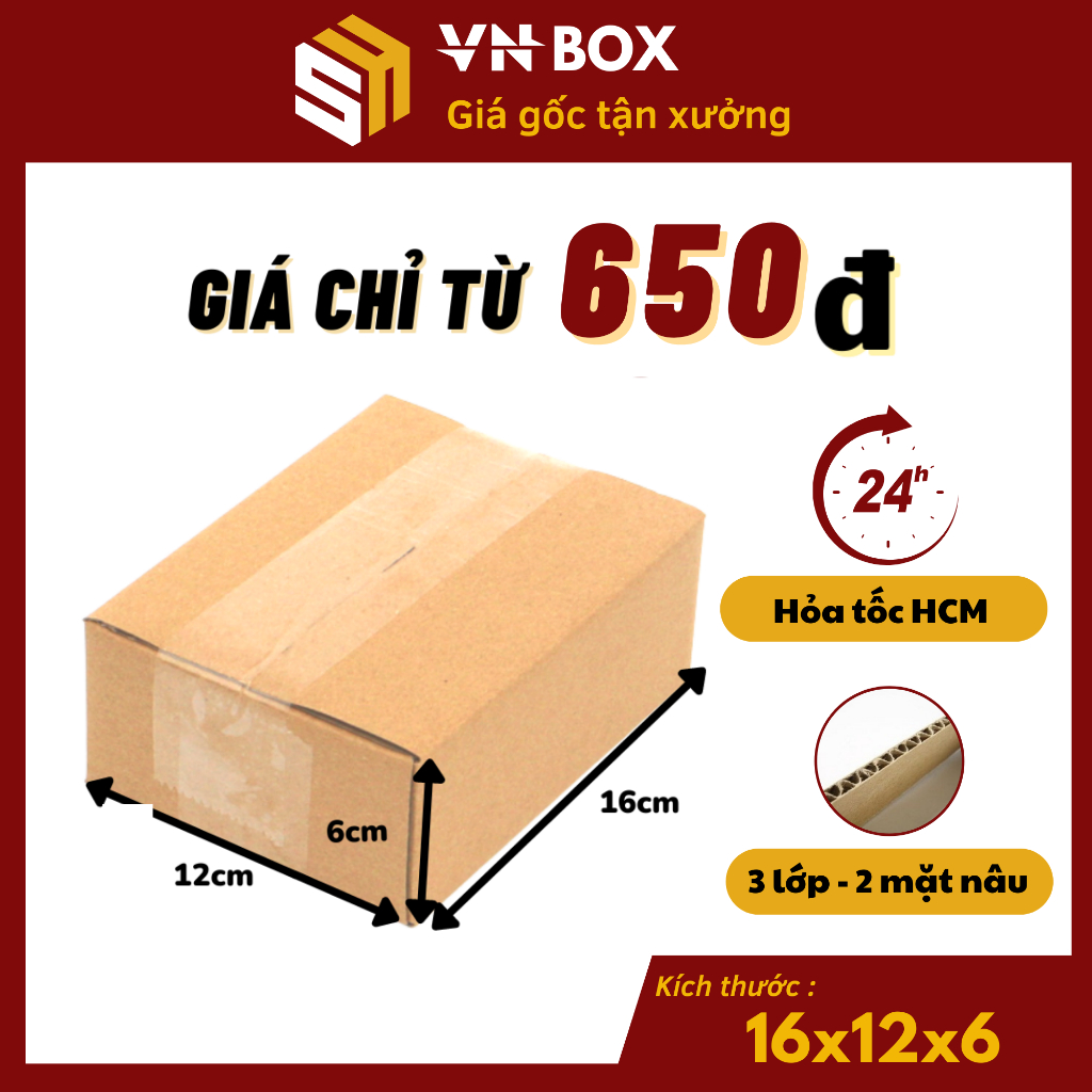 16x12x6 hộp carton đóng gói hàng size nhỏ, thùng cod gói hàng - VN BOX ...