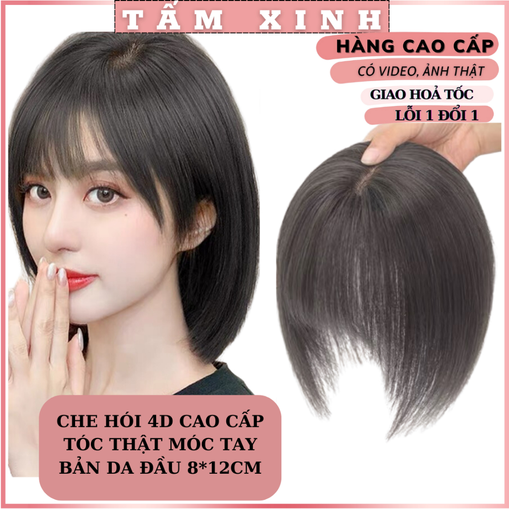 Tóc mái thật 4D che hói, che bạc cao cấp loại nhiều tóc phủ hói bạc tốt ...