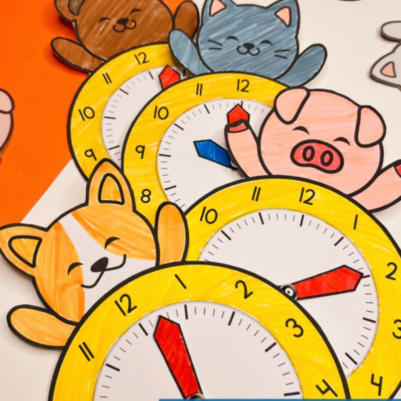 (Clocks) - Nhận biết thời gian qua trò chơi cắt dán và tô màu làm đồng ...