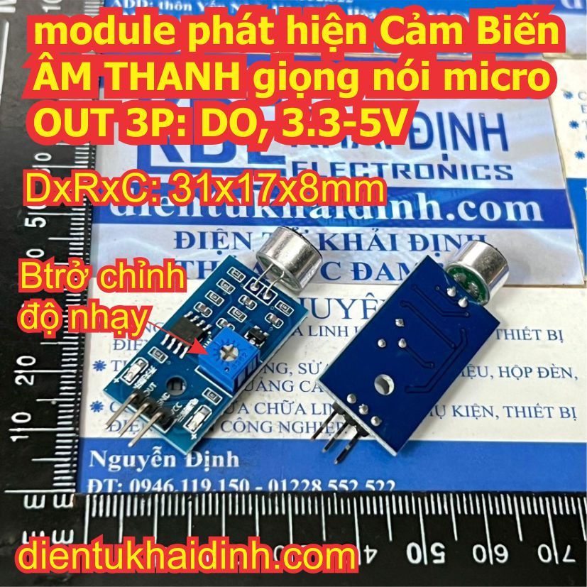 2 cái module phát hiện Cảm Biến ÂM THANH giọng nói micro OUT 3P: DO, 3.3-5V kde0040 | Shopee ...