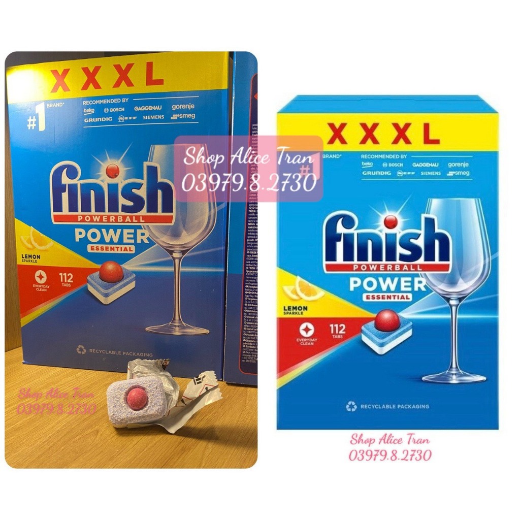 Viên rửa chén bát Finish ESSENTIAL 112V, viên to tiêu chuẩn 16 gram ...