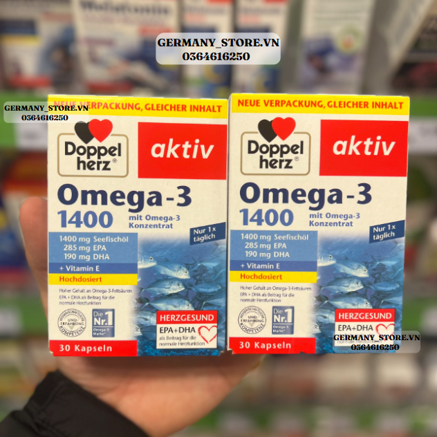 Dầu Cá Biển Omega-3 1400 EPA + DHA & vitamin E (nội địa Đức) 30 viên ...