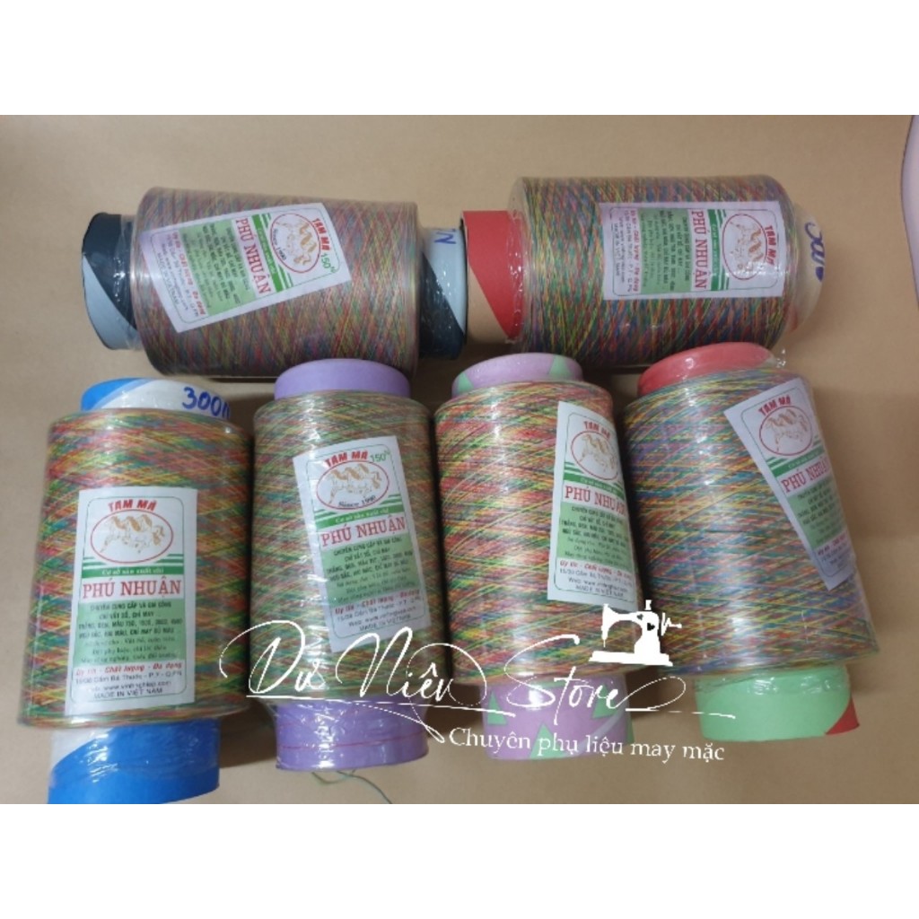Chỉ tơ vắt sổ 150D & cuốn biên 300D ngũ sắc, chỉ tơ 7 màu ống nửa ký. | Shopee Việt Nam