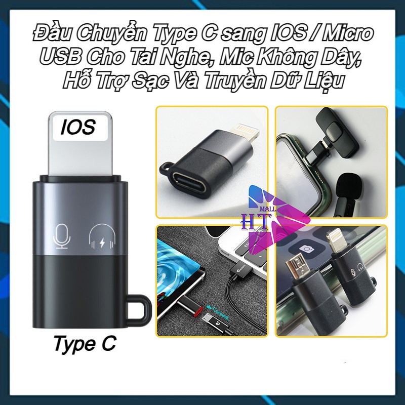 [HỖ TRỢ TAI NGHE, OTG, MIC] Đầu chuyển đổi type C sang IOS hỗ trợ OTG ...
