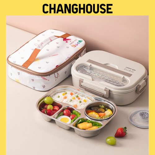 Hộp cơm giữ nhiệt Lunch Box CHANGHOUSE Inox 316 kèm bát đựng canh, quay ...