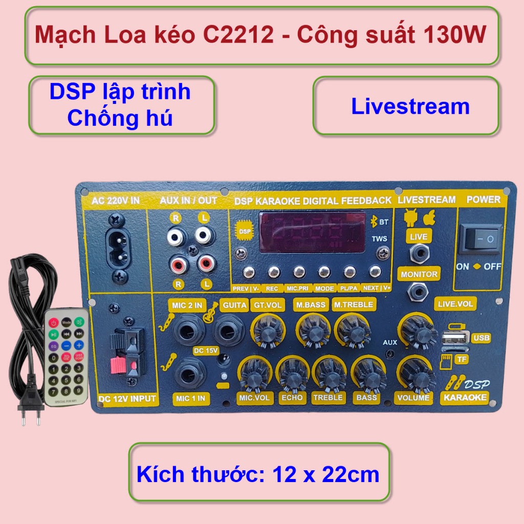 [dpa]Mạch loa kéo C2212 LIVESTREAM DSP lập trình chống hú IC CS8673E ...