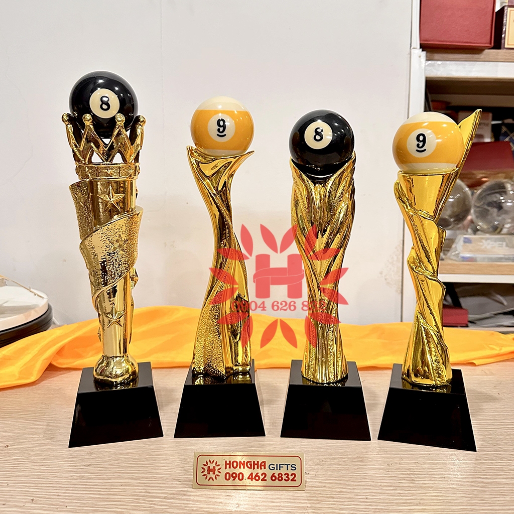 Cúp Billiards bida Pool 8 ball và bida Pool 9 ball gắn bóng số 8 hoặc 9 ...