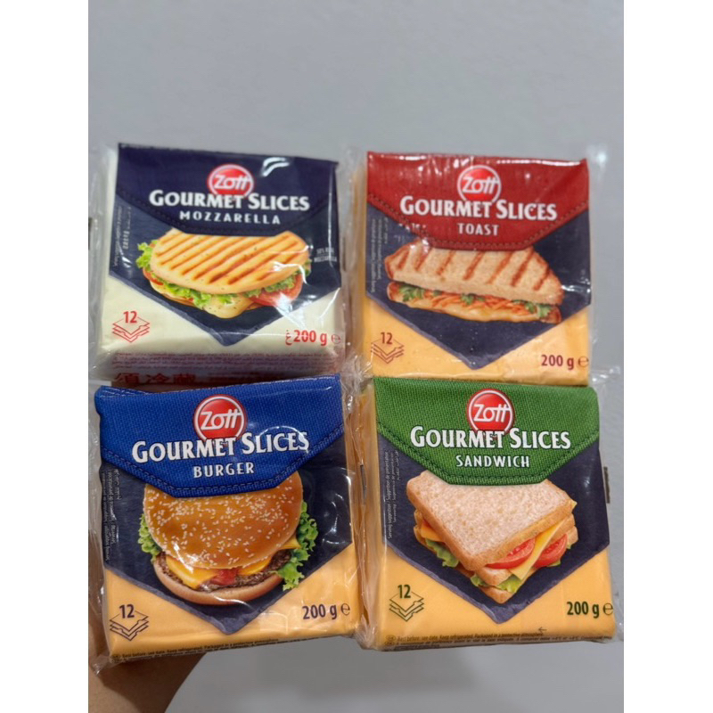Phô mai lát Zott túi nguyên 12 lát slide cheese sandwich, burger, toast ...