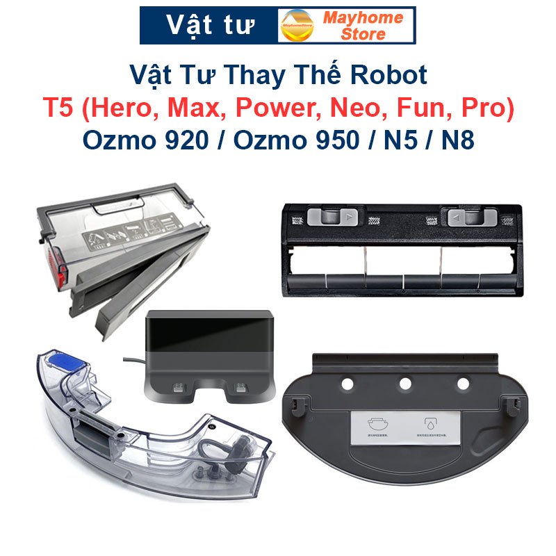Nắp Chổi Lăn, Đế Gắn Khăn, Hộp Bụi Robot T5 Hero, T5 Max, T5 Power, T5 ...