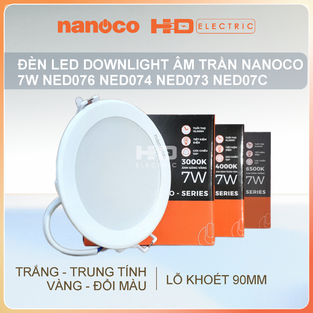 Đèn Led Downlight Âm trần 7W Nanoco NED Series ánh sáng trắng trung ...