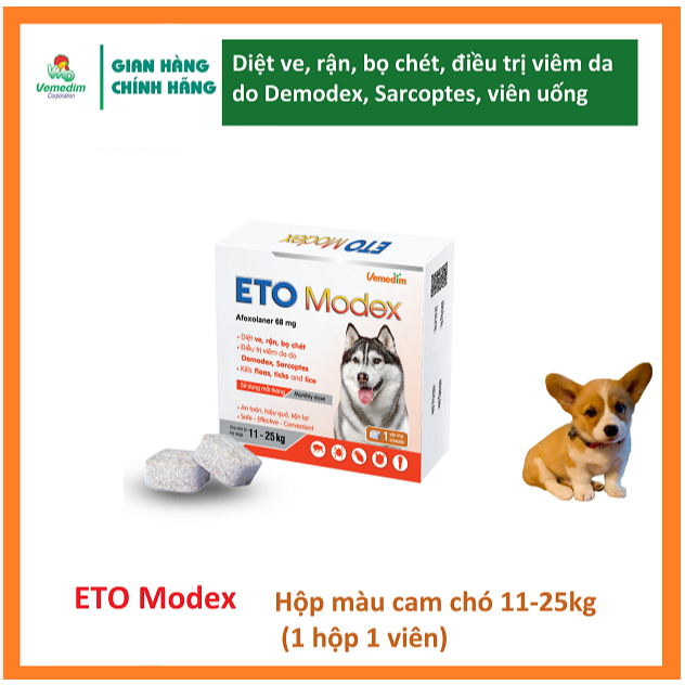 Vemedim ETO Modex - Diệt ve, rận, bọ chét, viêm da do Demodex ...