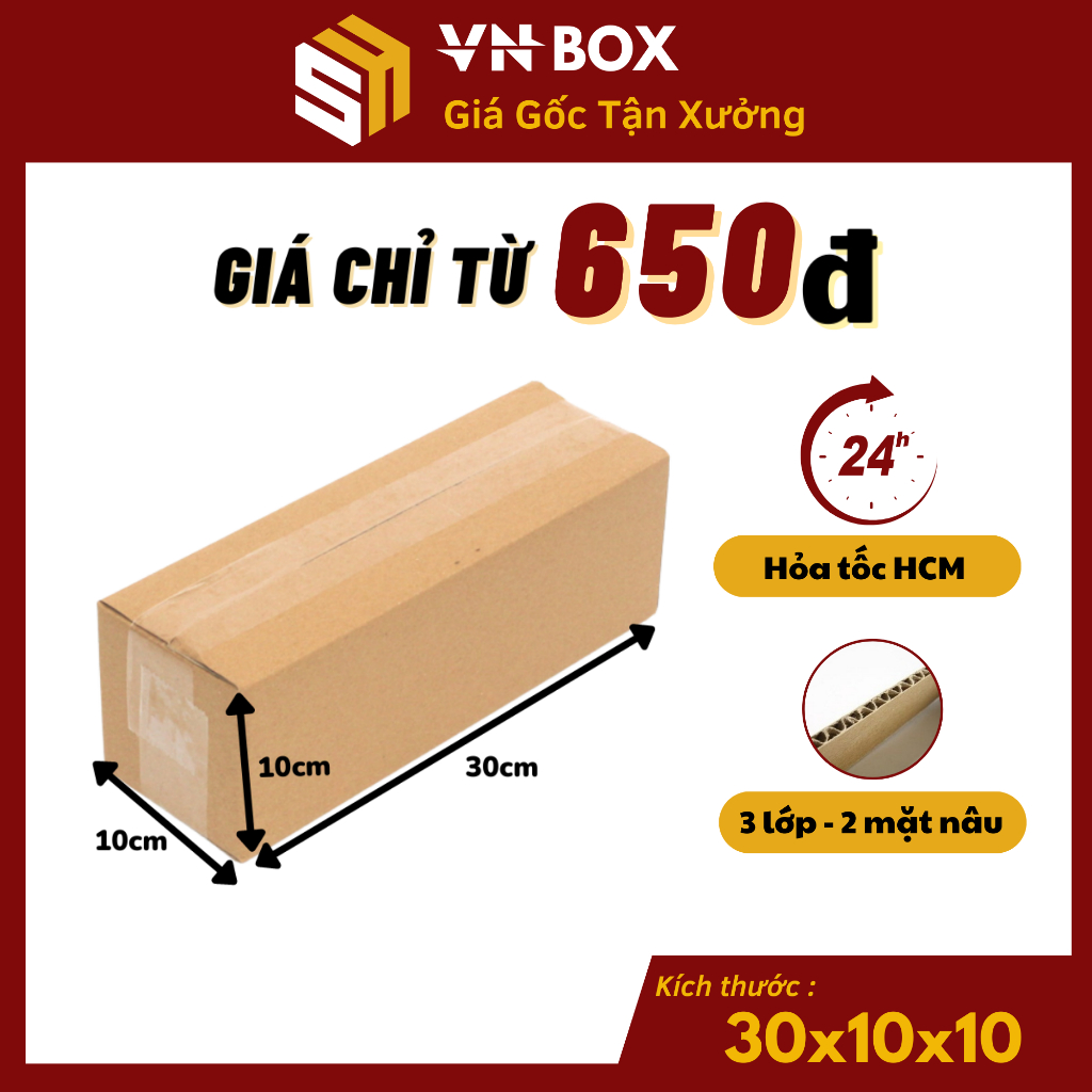 30x10x10 Combo 10 Hộp carton đóng hàng, hộp gói hàng giá rẻ - VN BOX ...