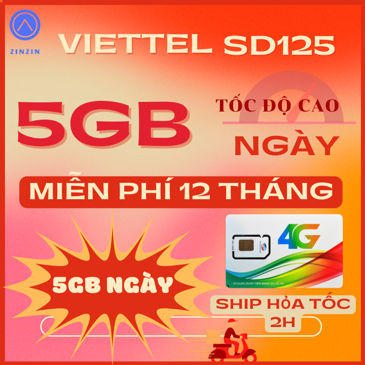 Sim 4G Viettel 1 Năm, Sim Mạng 1 Năm 12SD125/MXH80Y/12st60n/12cc50 Tặng 5gb 1 Ngày, Dùng 12-14 ...