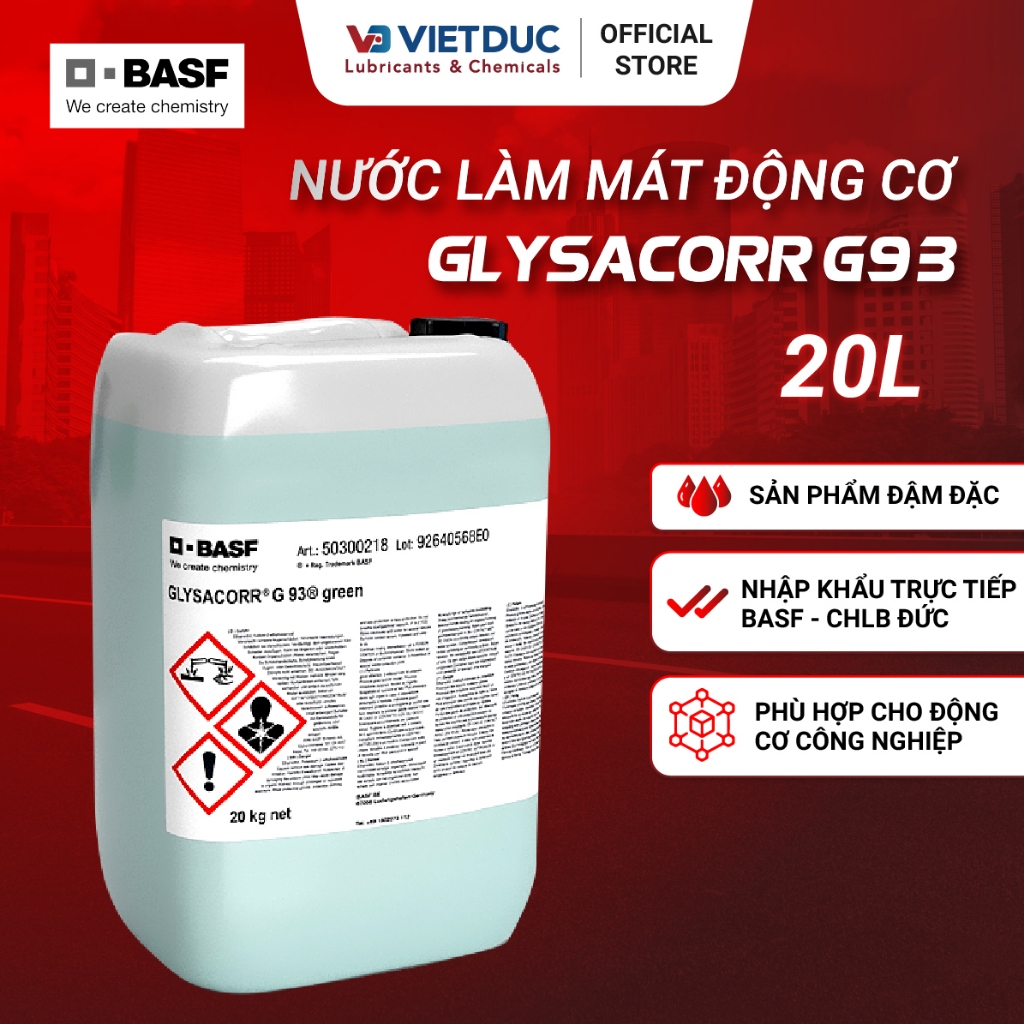Nước làm mát động cơ hạng nặng xe tải, máy thủy GLYSACORR G93 Can 20L Công Nghệ Phụ Gia Hữu Cơ ...