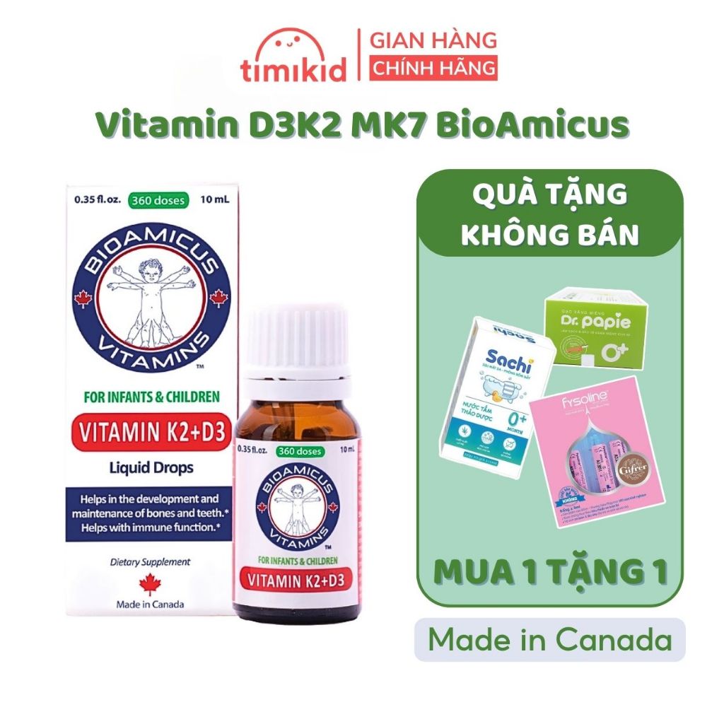Vitamin D3K2 MK7 BioAmicus Bổ Sung Và Tăng Háp Thu Canxi Cho Bé Phát Triển Chiều Cao Và Chắc ...