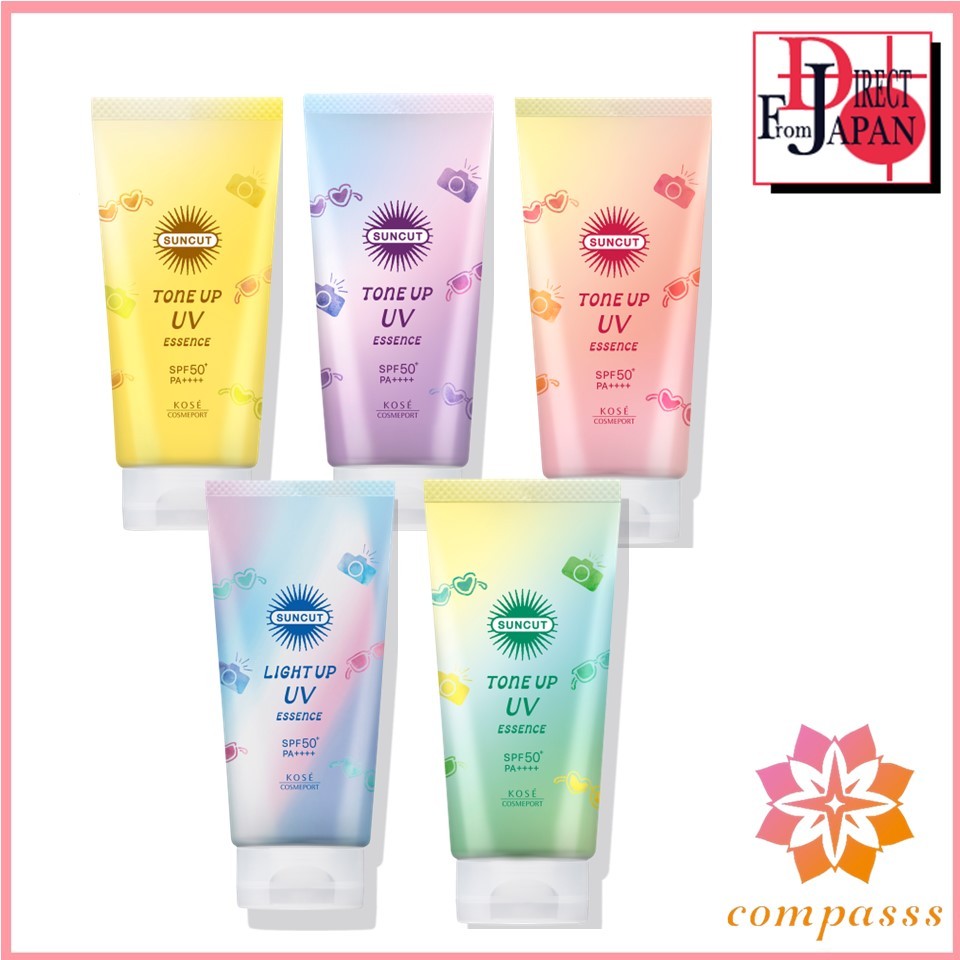 KOSE Suncut Tone Up UV Essence SPF50+ Light-Up/Vàng chanh/Xanh bạc hà/Hồng hồng/Hoa oải hương ...