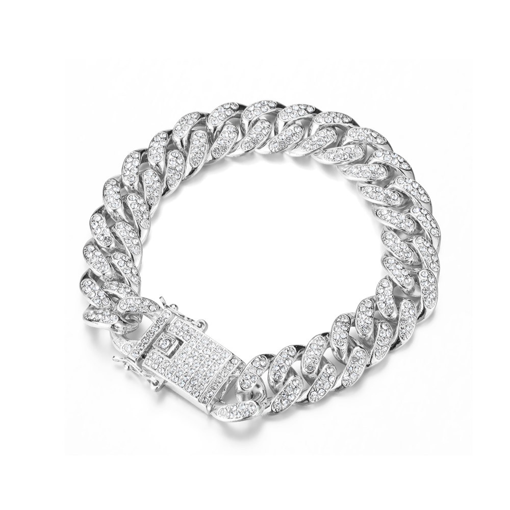Vòng tay cuban lắc tay BINZ mắt xích lấp lánh vát cạnh kiểu dáng Unisex ...
