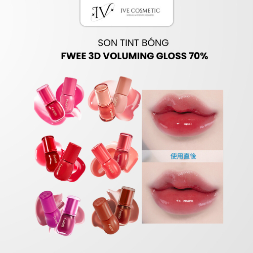 Son bóng Fwee 3D volumizing gloss 30%/70% | Shopee Việt Nam