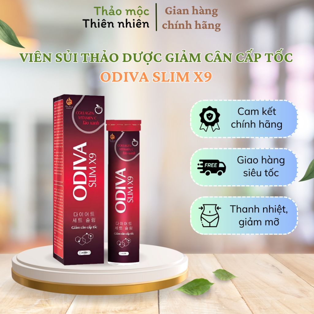 Viên sủi thảo dược giảm cân cấp tốc Odiva Slim X9 giúp thanh nhiệt cơ ...