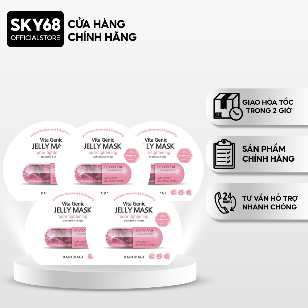 Combo 5 Mặt Nạ BANOBAGI PREMIUM Vita Genic Jelly Mask Pore Tighteing 30ml x5 - HỒNG (NEW ...