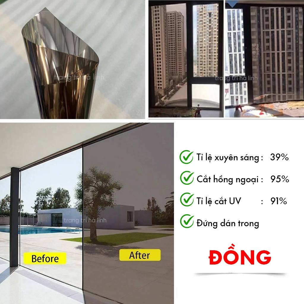 Giấy dán kính 1 chiều cửa kính chống nắng nóng film cách nhiệt decan ...