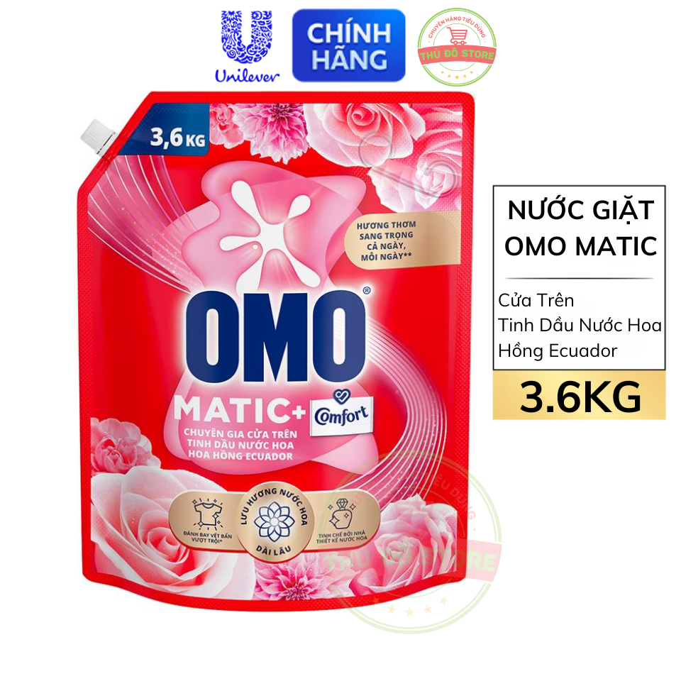 Nước Giặt OMO MATIC Cửa Trên Comfort Tinh Dầu Hoa Hồng Ecuador - Túi 3.6KG | Shopee Việt Nam