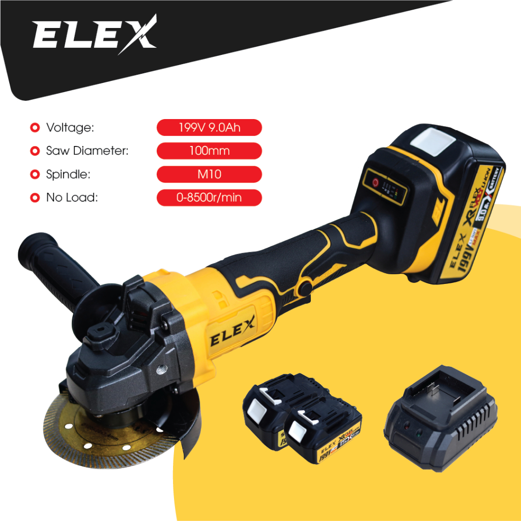 [BH 24 THÁNG] Máy cắt cầm tay pin Elex 199V - 2 PIN 9.0Ah - Động cơ không chổi than - 100% dây ...