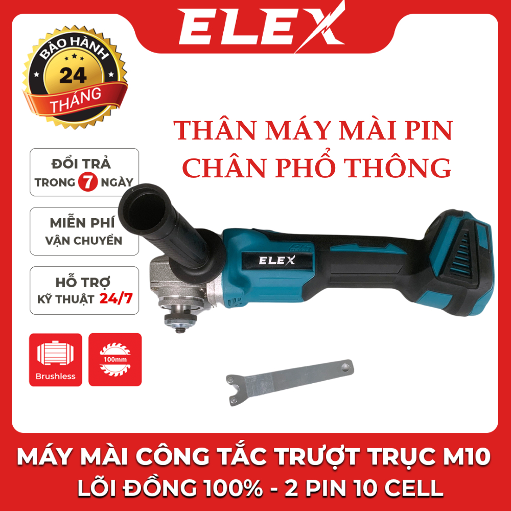 Thân máy mài pin ELEX không chổi than - Máy mài góc ELEX dùng chân pin ...