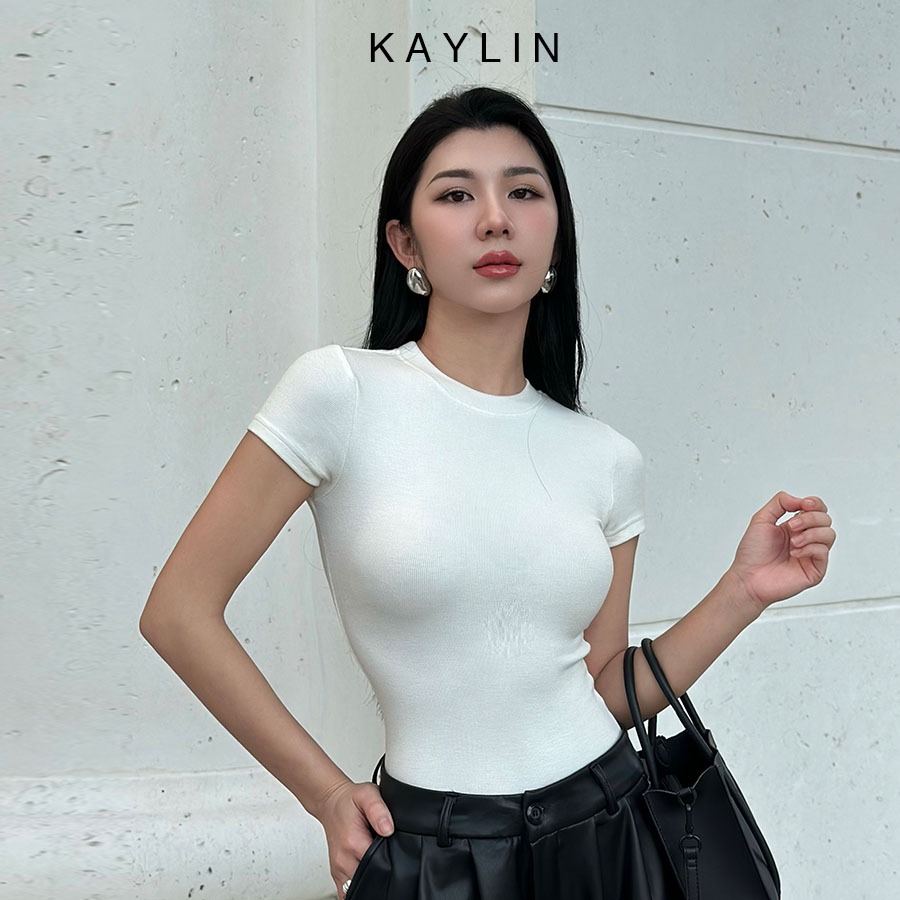 Áo phong KAYLIN cộc tay chất thun gân co giản dáng ôm phong cách mát mẻ ...