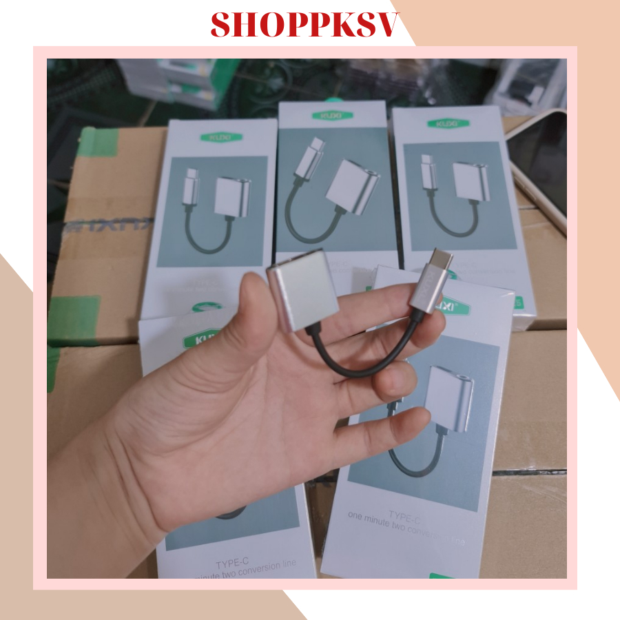 KUXI Y015 jack chuyển đổi âm thanh 2 cổng 3.5mm tai nghe +Type C có sạc ...