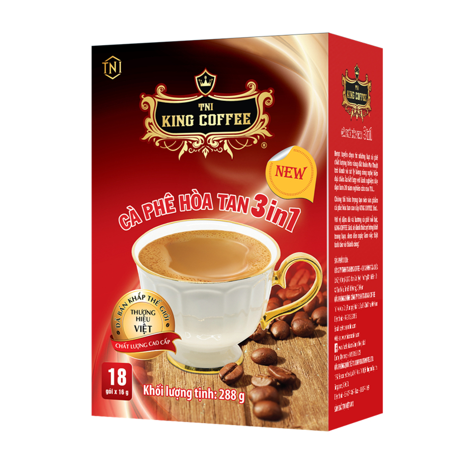 CÀ PHÊ HÒA TAN 3IN1 KING COFFEE - HỘP 288 G (18 GÓI X 16G) | Shopee Việt Nam