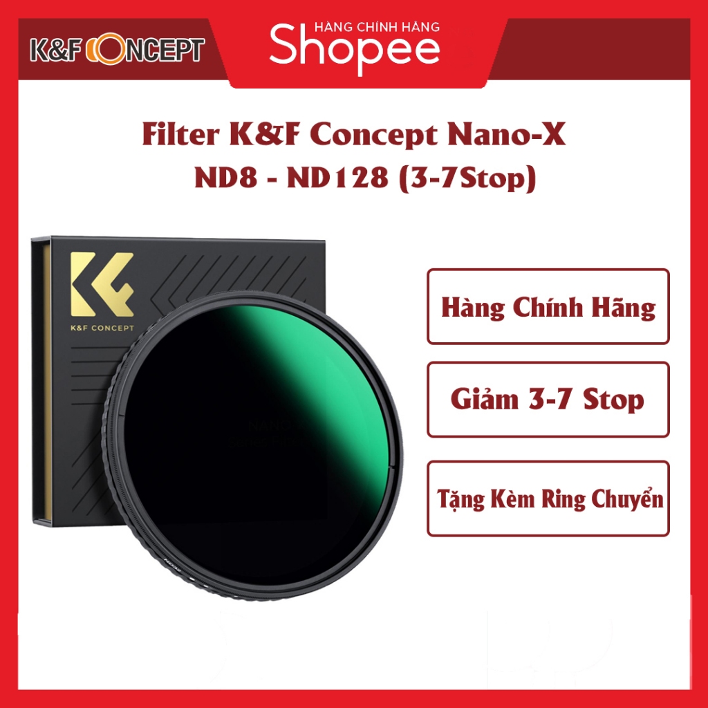 Kính Lọc Filter K&F Concept Nano-X Series Variable ND Filter ND8-ND128 (3-7 Stop) | Shopee Việt Nam