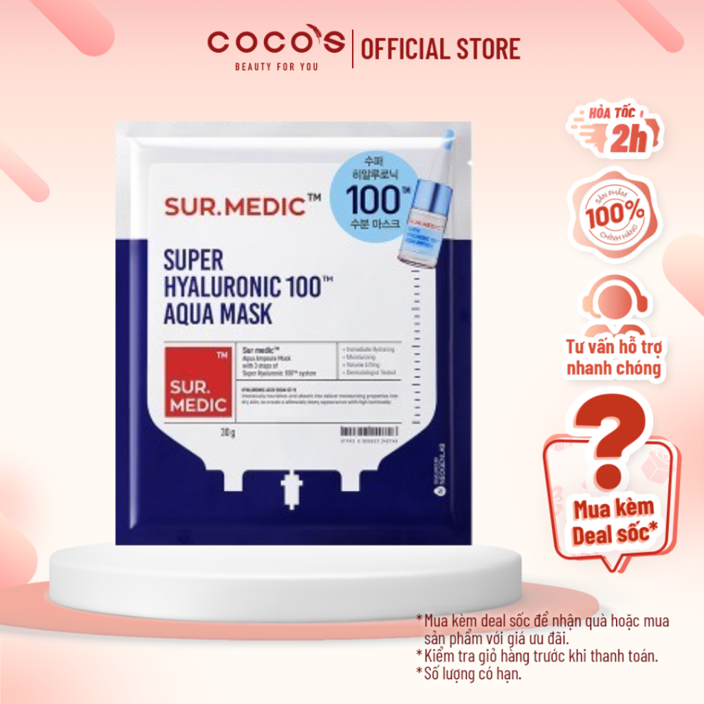 Mặt Nạ Cấp Nước Cấp Tốc SURMEDIC Mask 30g - SUPER HYALURONIC 100TM AQUA ...