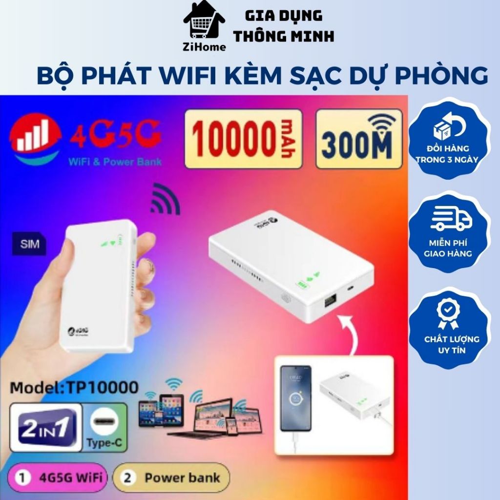 Cục phát wifi từ sim 4g Fi6, bộ phát wifi không dây dung lượng pin ...