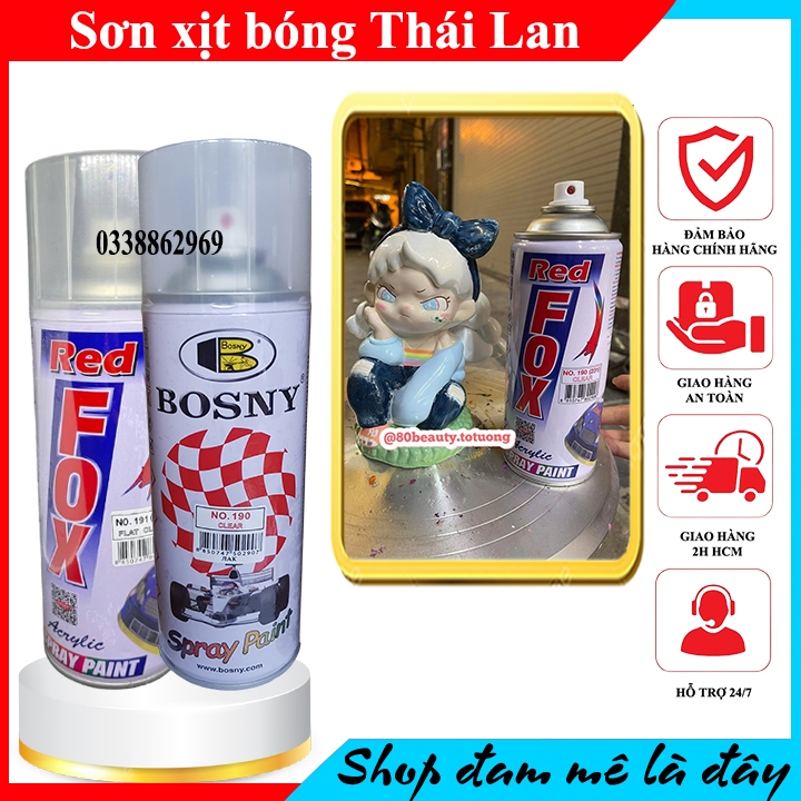 sơn bóng, sơn xịt bóng Red Fox/ Bosny -Thái Lan dung tích 400cc, xịt ...