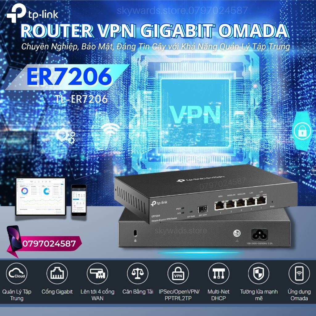 Thiết bị cân bằng tải Router VPN Gigabit Omada TP-Link ER7206 . Hàng ...
