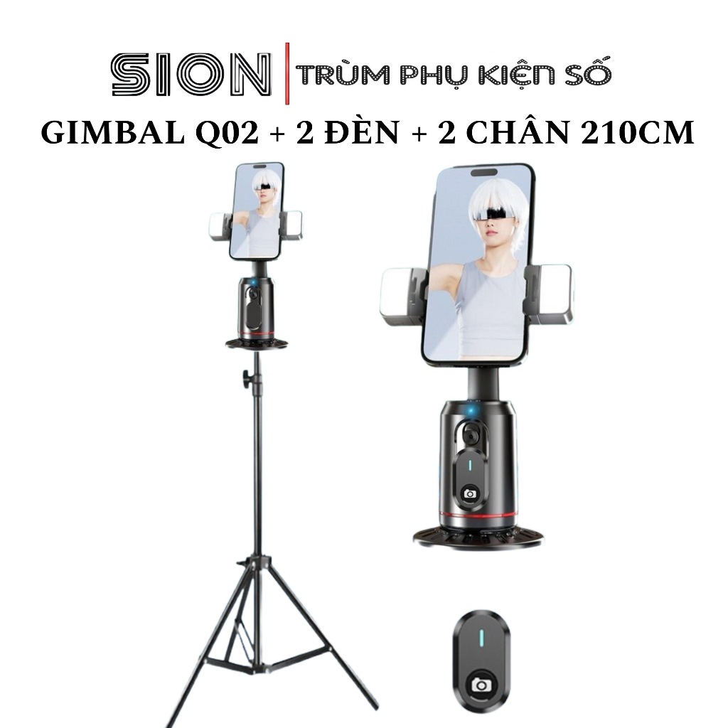 GIMBAL SIVIR MAX Q02 QUAY 360 ĐỘ, TÍCH HỢP ĐÈN LED TRỢ SÁNG, REMOTE ĐIỀU KHIỂN TỪ XA, LĂP ĐƯỢC ...