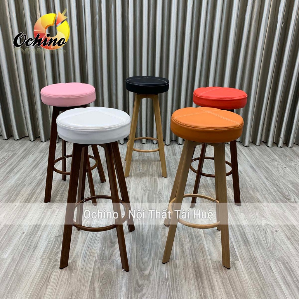 Ghế Quầy Bar Chân Sắt Gỉa Gỗ Chắc Chắn Mẫu Tròn T Xoay 360 độ Tiện Lợi Cao 75cm | Shopee Việt Nam