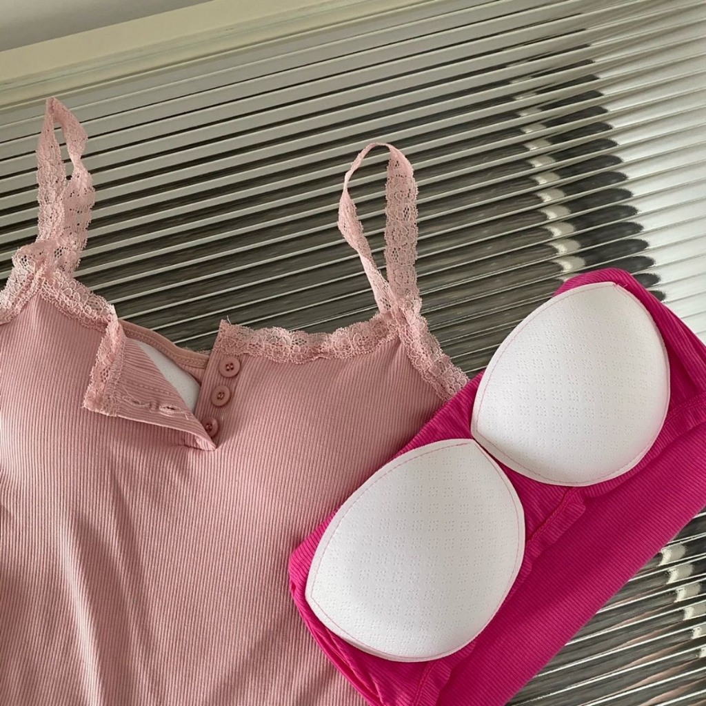 Áo Thun Cotton 2 Dây Viền Ren Cài Khuy Dáng Ngắn Ôm Body Có Kèm Mút Ngực Thời Trang Mùa Hè Nữ ...