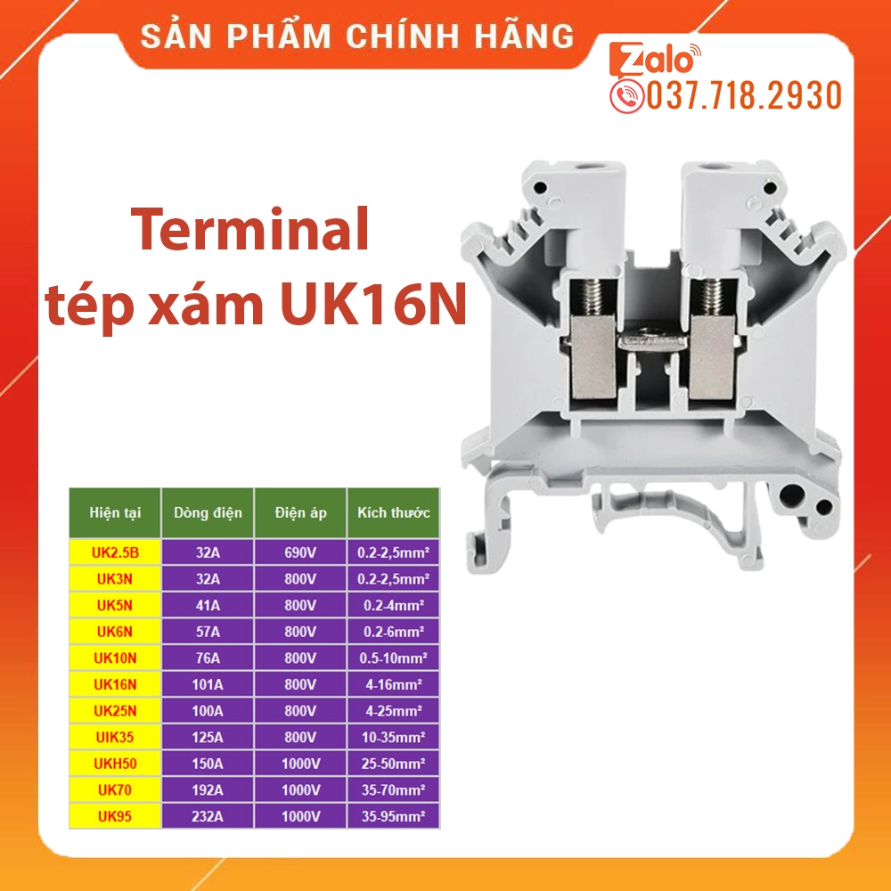 Terminal tép UK16N - 16mm2 - 101A, Terminal blocks, Cầu đấu dây UK ...