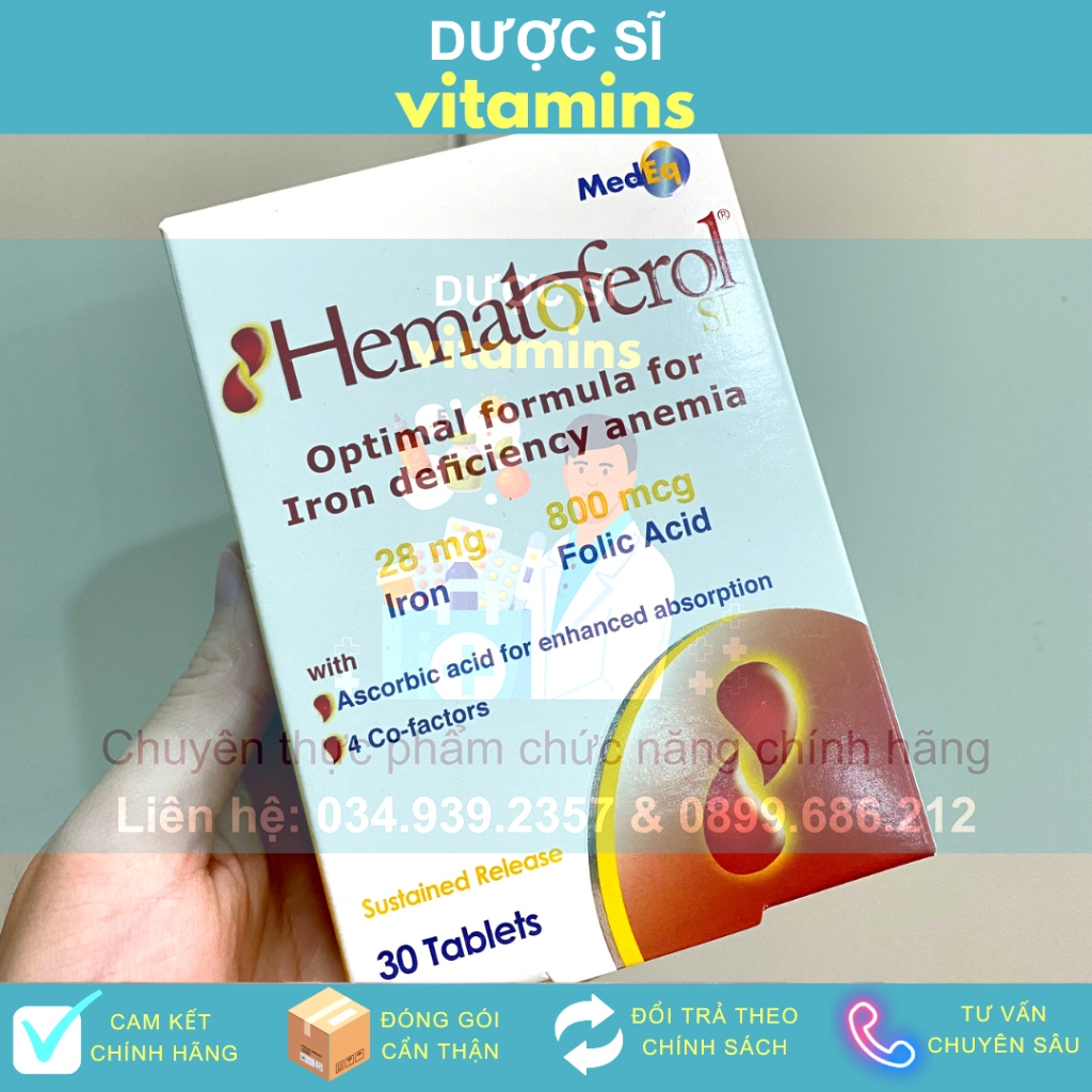 🍀 HEMATOFEROL - Viên Uống Bổ Sung Sắt, Acid Folic Cho Mẹ Và Bé (Hộp 30 ...