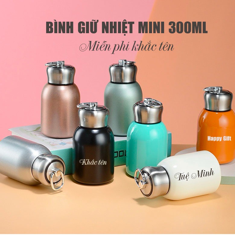 Miễn Phí khắc tên - Bình giữ nhiệt inox 304, cốc giữ nhiệt mini 300ml dễ thương | Shopee Việt Nam
