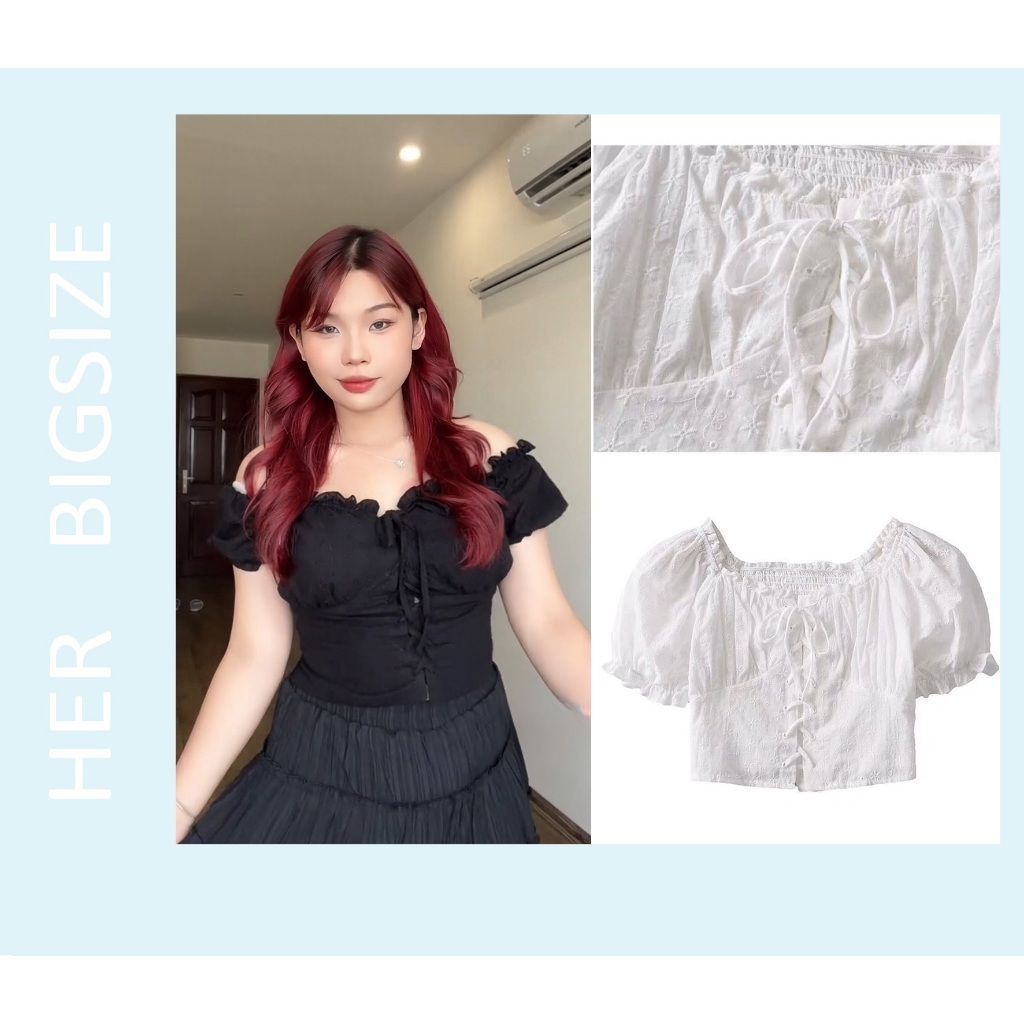 BIGSIZE 50-85KG - Áo croptop thô thêu đang dây siêu dễ thương H005 | Shopee Việt Nam