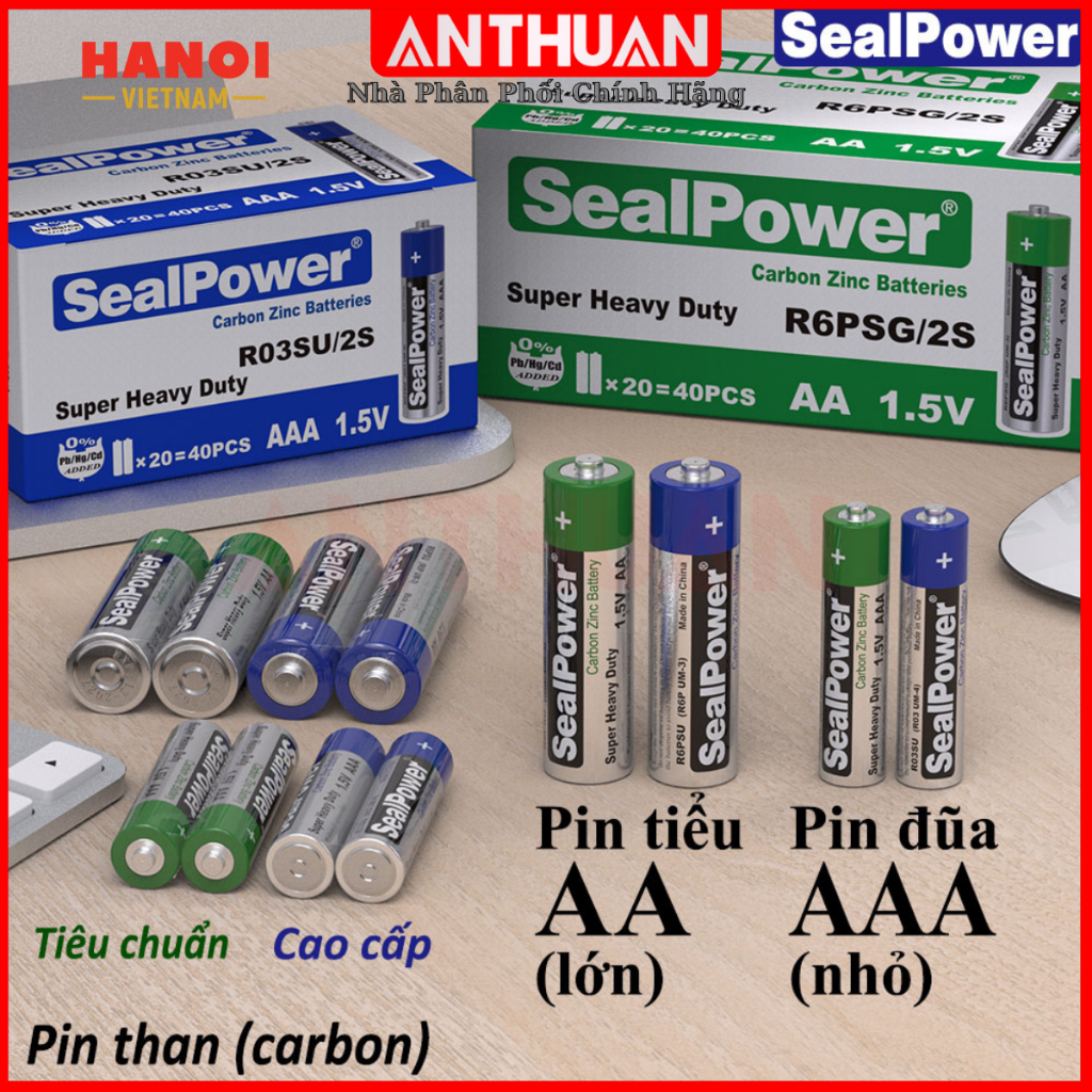 [KHUYÊN DÙNG ] Pin AA - AAA SealPower Tiểu / Đũa, R6P / R03P, 2A / 3A. Chính hãng bền bỉ, chất ...
