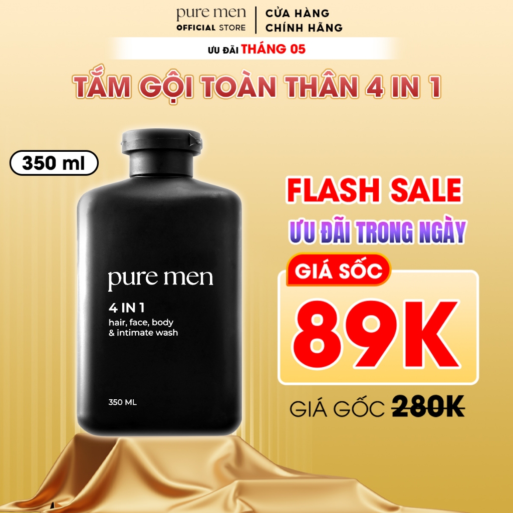 Sữa Tắm Gội Nam 4in1 Pure Men Natural Vegan, Hương Nước Hoa Nam Tính (350ml) | Shopee Việt Nam