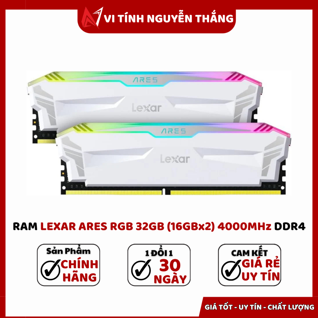 RAM LEXAR ARES RGB 32GB (16GBx2) 4000MHz DDR4 (WHITE) | Shopee Việt Nam