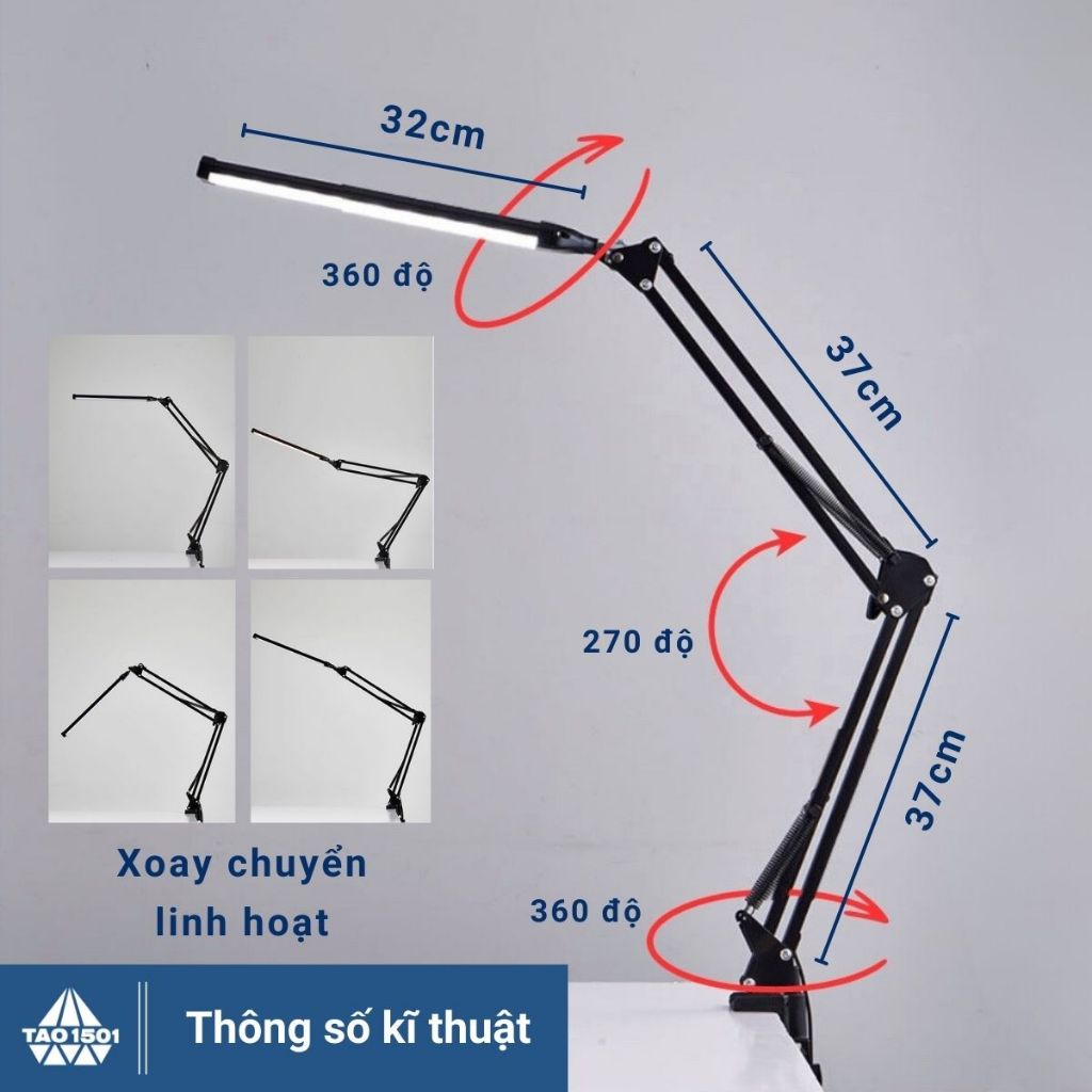 Đèn bàn học TA110 Bóng LED Chống Cận 12W Đổi 3 Màu Ánh Sáng Tăng Giảm ...