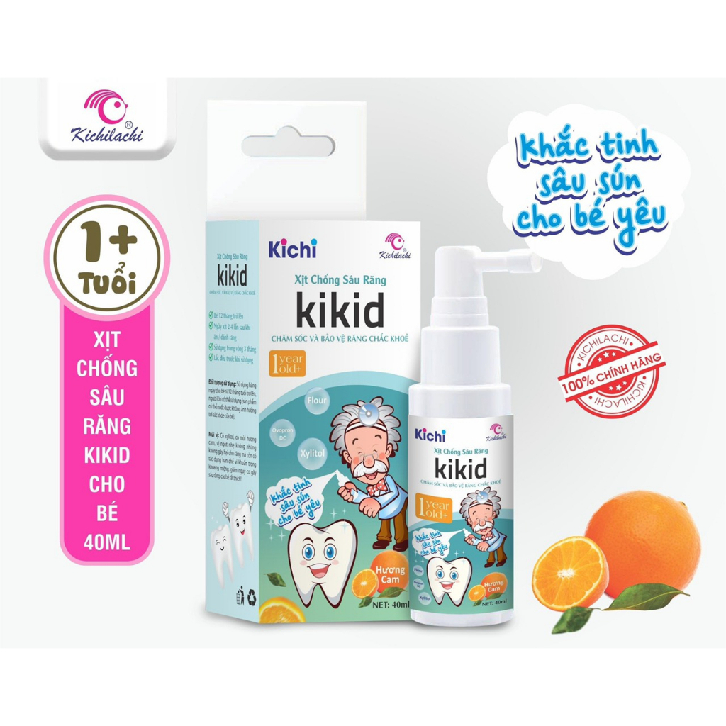 Xịt chống sâu răng Kikid nuốt được cho bé từ 1 tuổi 40ml giúp bảo vệ, làm sạch răng, ngừa mảng ...