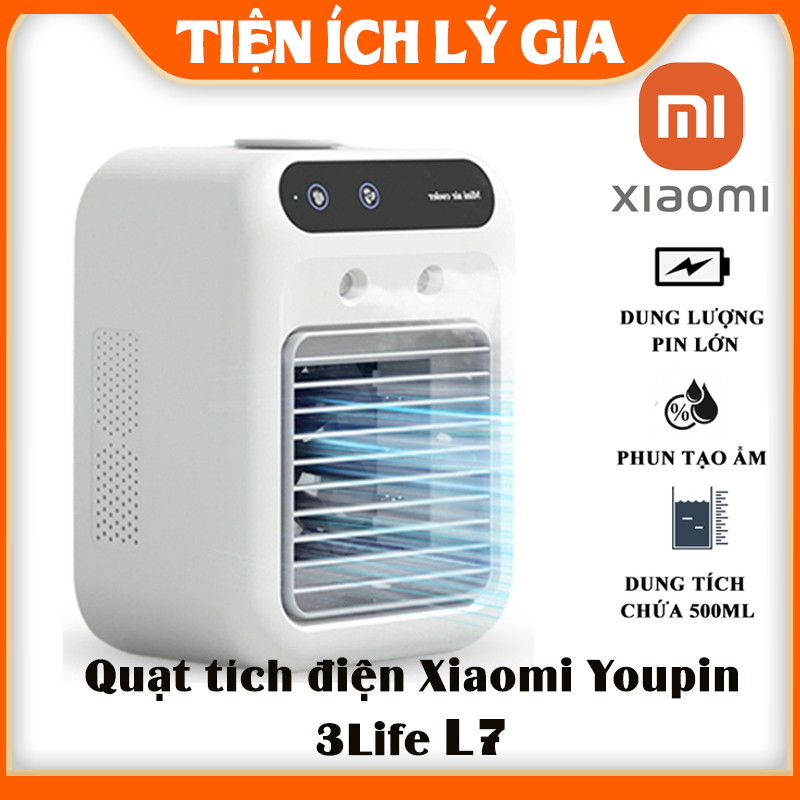 Quạt Tích Điện Phun Sương Mini Xiaomi Youpin L7, nút cảm ứng điều khiển, 2 chế độ làm mát, điều ...