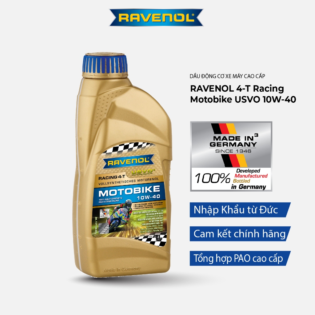 Nhớt xe máy đua tổng hợp RAVENOL 4-T Racing Motobike USVO 10W-40 (1L) | Shopee Việt Nam